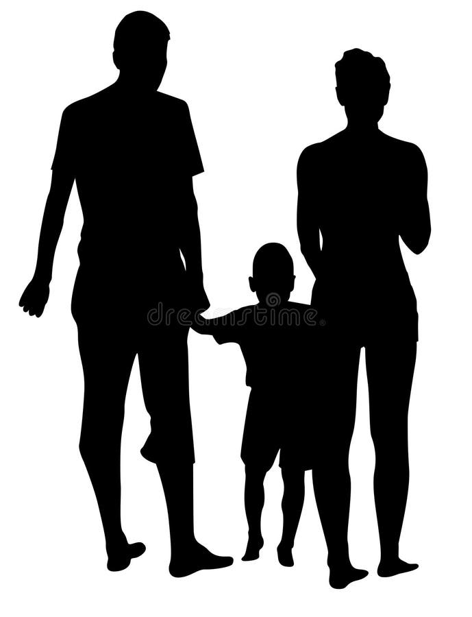 Family from Back Silhouette Stock Vector - Illustration of black, relax ...