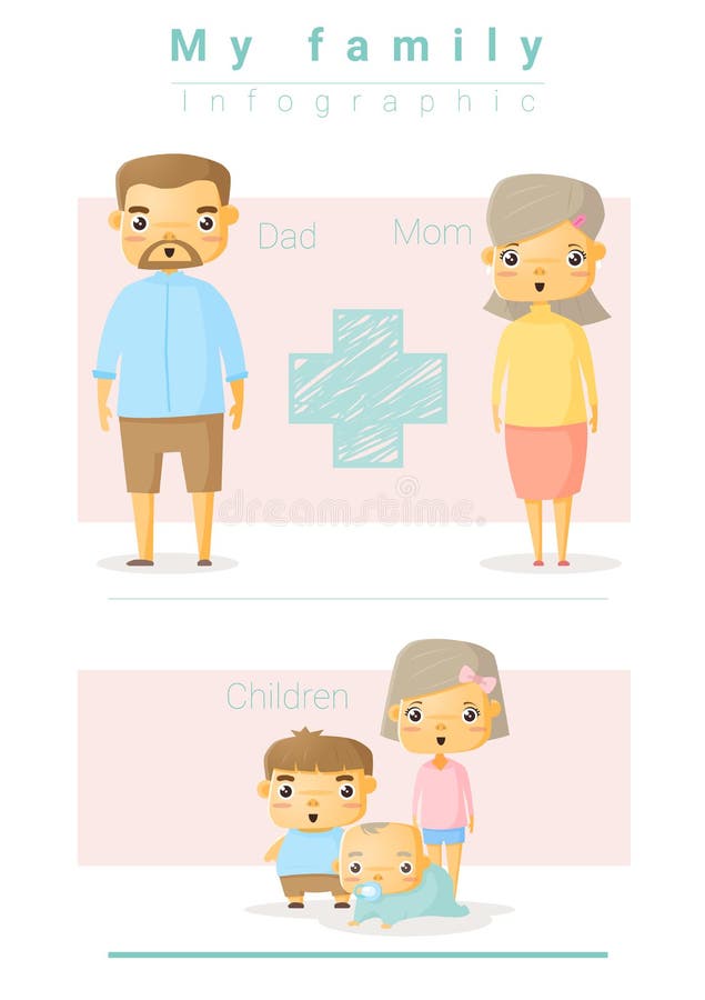 Family Background and Infographic Stock Vector - Illustration of cute ...