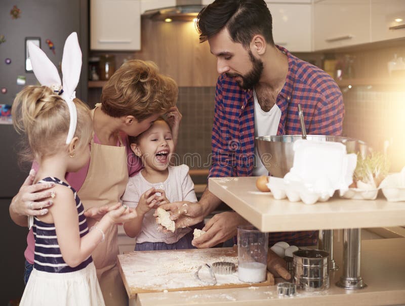 Family baking at home stock photo. Image of cute, embracing - 84490672