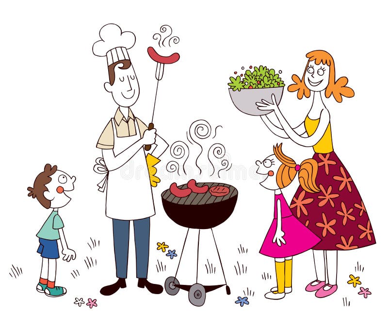 Family barbecue stock vector. Illustration of picnic - 44188057
