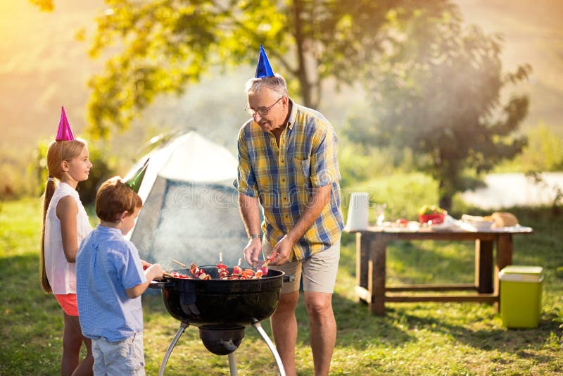 Family barbecue party stock image. Image of grilling - 87881843