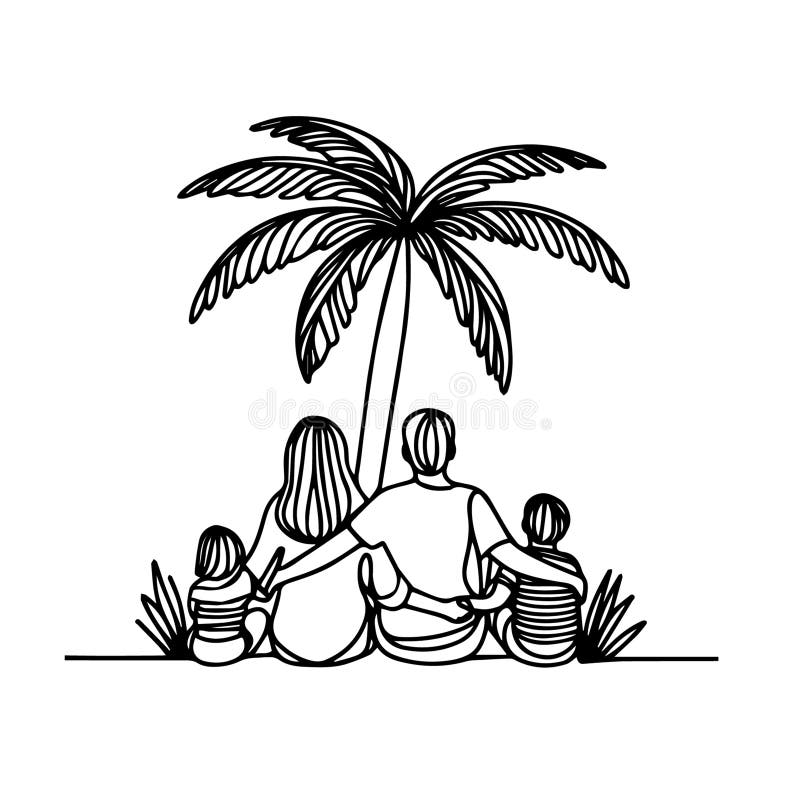 Beach Drawing Family Line Stock Illustrations – 1,231 Beach Drawing ...