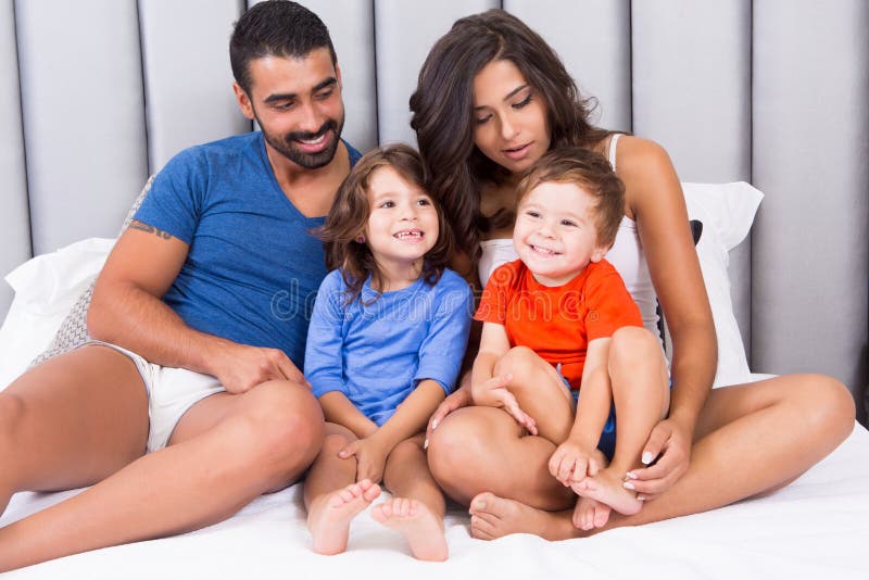 Family in bed stock image. Image of kids, mother, daughter - 46189849