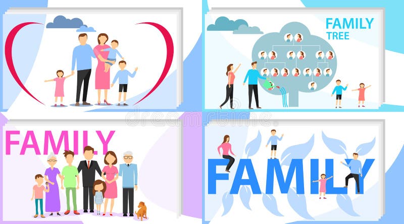 Family, Big Happy Family, Family Tree. Vector Illustration Stock Vector ...