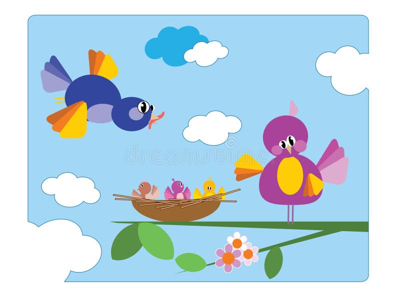 Family birds stock vector. Illustration of mommy, branch - 20307047