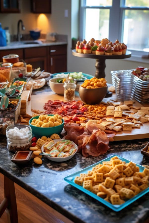 Family Board Game Night Setup with Snacks Stock Illustration ...
