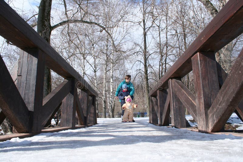 Family on the bridge stock image. Image of babies, bridge - 67055241
