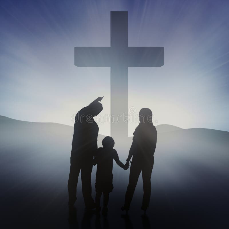 Christian Cross Sign with Writing on Blackboard Stock Illustration ...