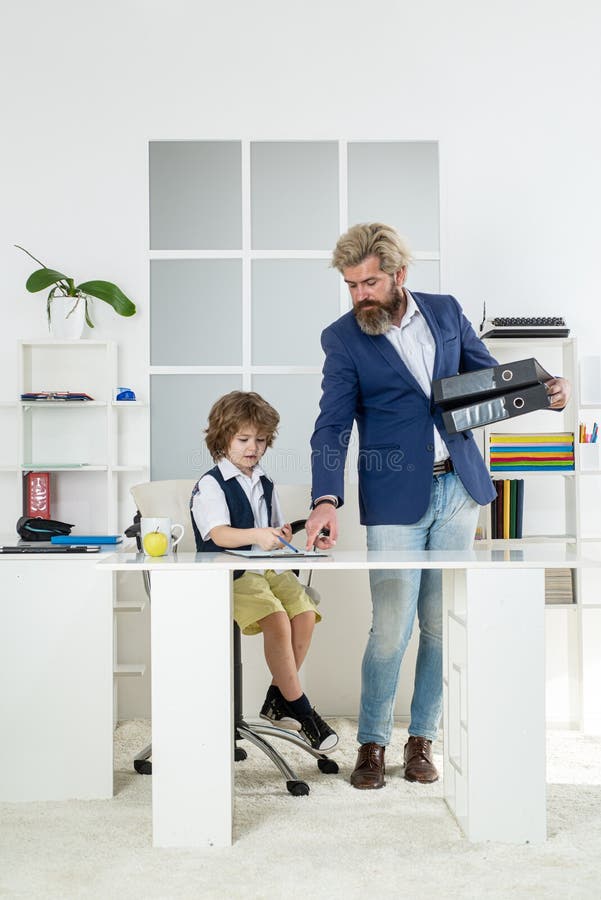 Family Business. Father and Son in Office. Stock Photo - Image of ...