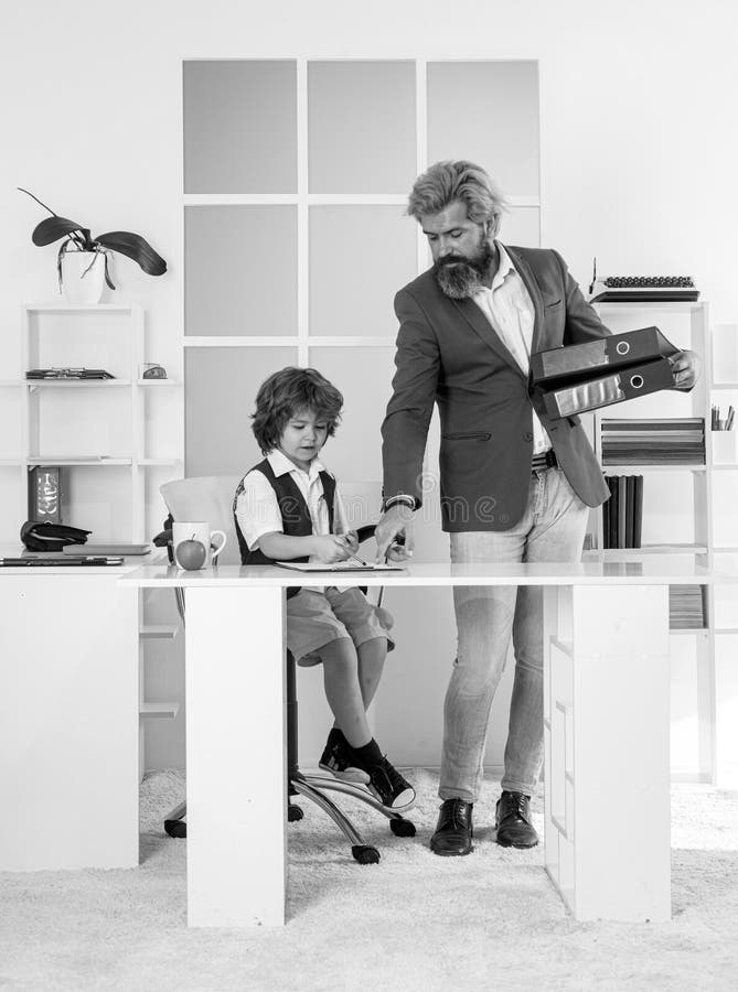 Family Business. Father and Son in Office. Stock Image - Image of ...