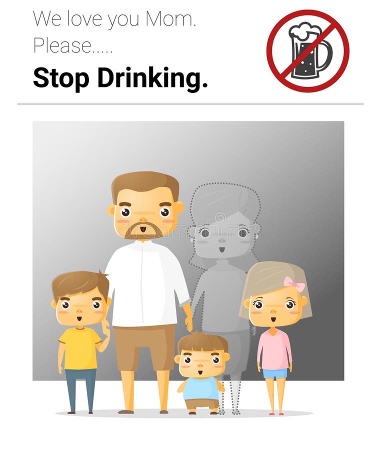Family Campaign Mommy Stop Drinking Stock Vector - Illustration of ...