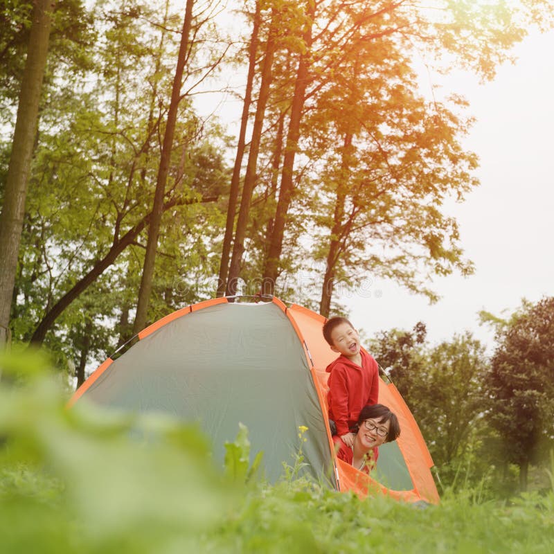 Family camping stock image. Image of childhood, smartphone - 70555725