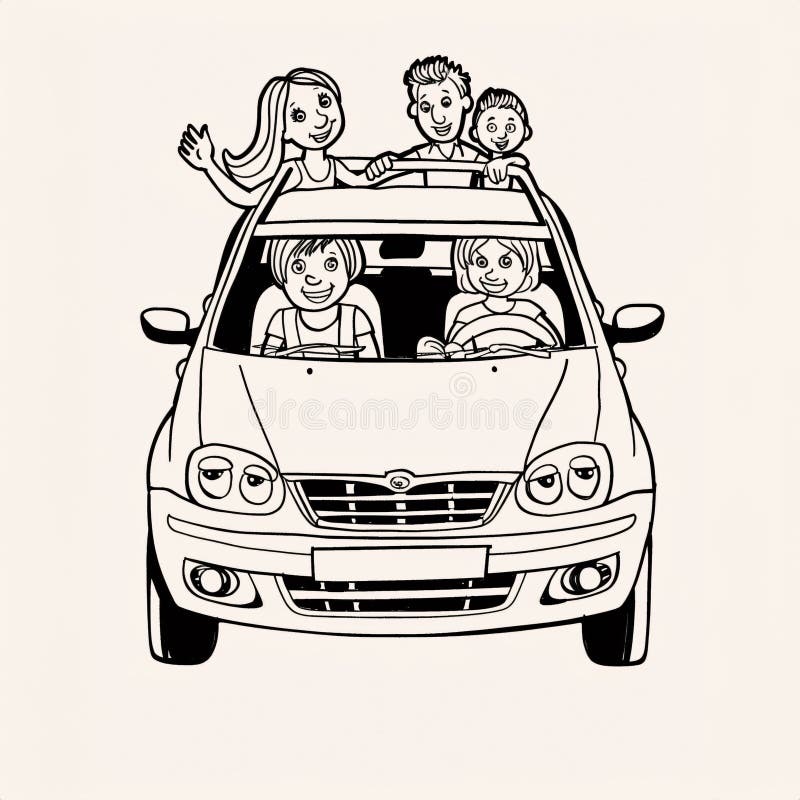 Family Car - a Group of People in a Car Stock Illustration ...