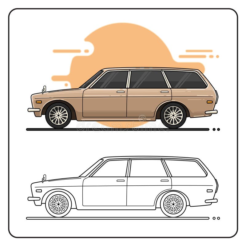 Family Car Light Brown Color Side View Easy Editable Stock Vector ...
