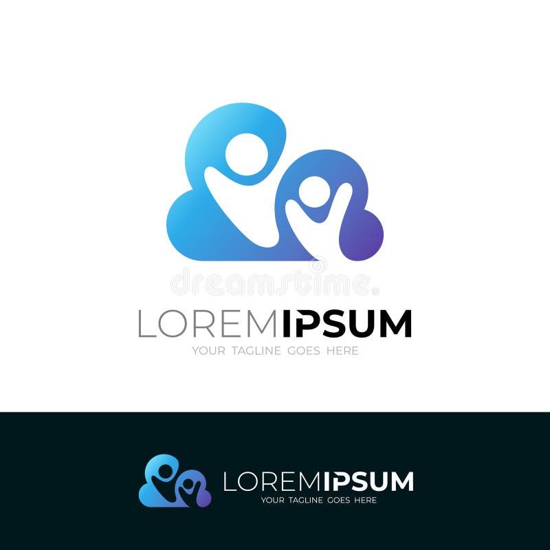 Family Care Logo and Cloud Design Vector, Blue Color Stock Vector ...