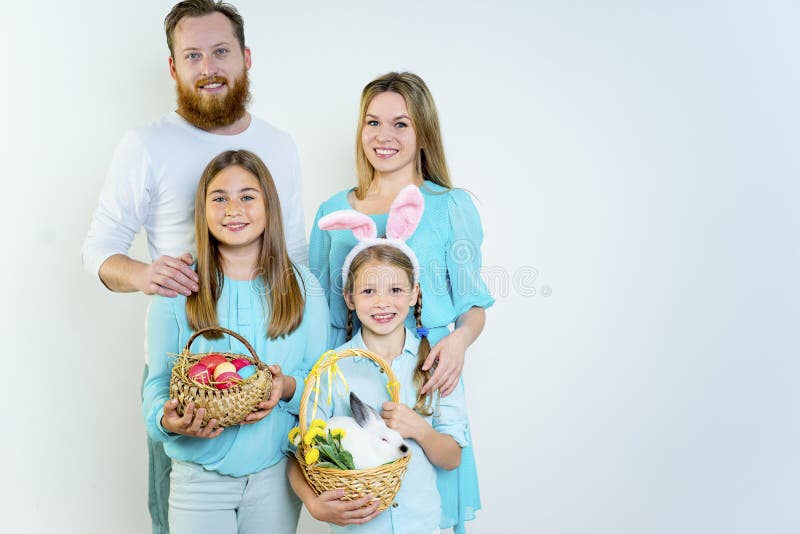 Family celebrating easter stock photo. Image of girl - 103067648