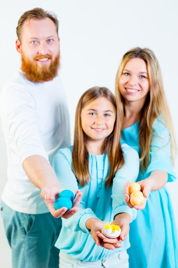 Family celebrating easter stock photo. Image of colorful - 104642050