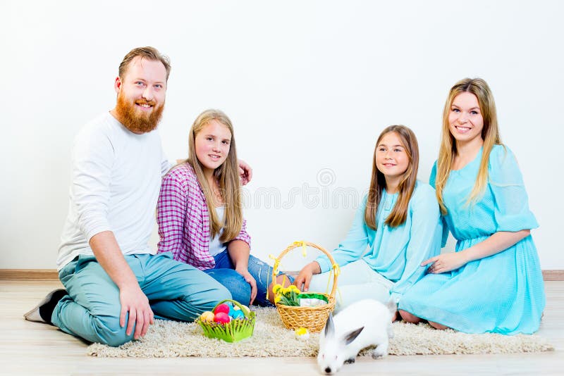 Family celebrating easter stock photo. Image of color - 104642078