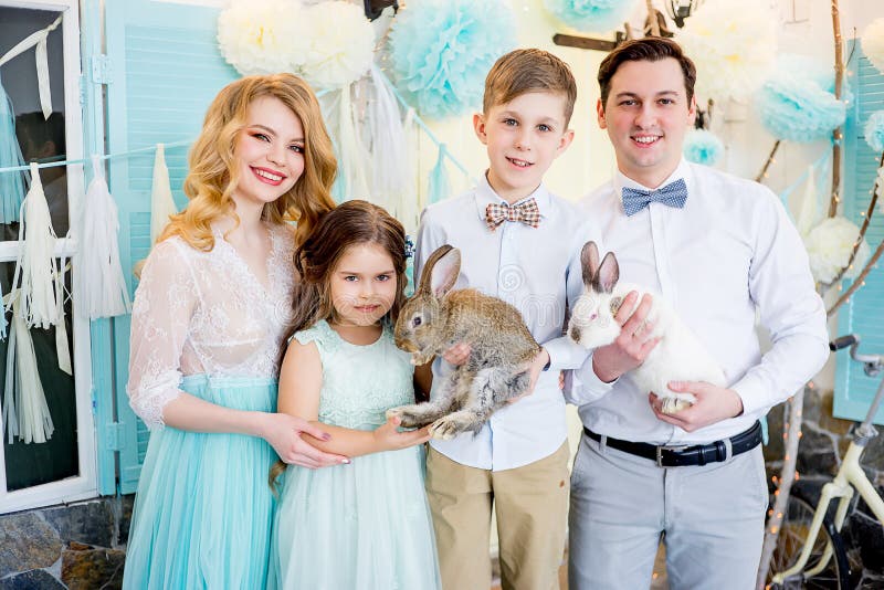 Family celebrating easter stock photo. Image of festive - 121919280