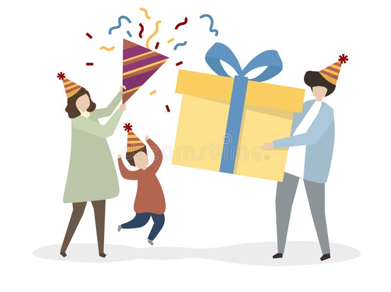 Family Celebrating and Having Fun Stock Illustration - Illustration of ...