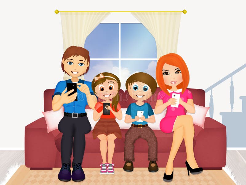 Family Mobile Phones Stock Illustrations – 213 Family Mobile Phones ...
