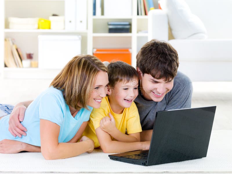 African American Family Using Laptop Computer Stock Image - Image of ...