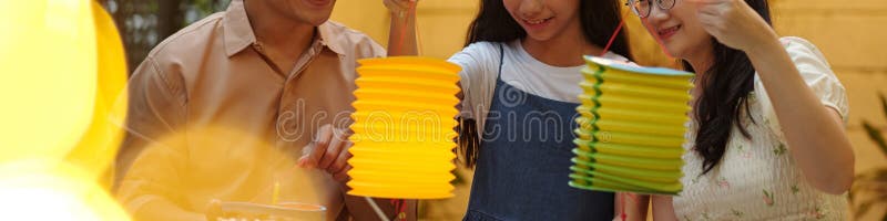 Family with Chinese Lanterns Outdoors Stock Photo - Image of outdoors ...