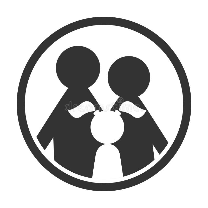 Family in Circle Black and White Simple Icon Stock Vector ...
