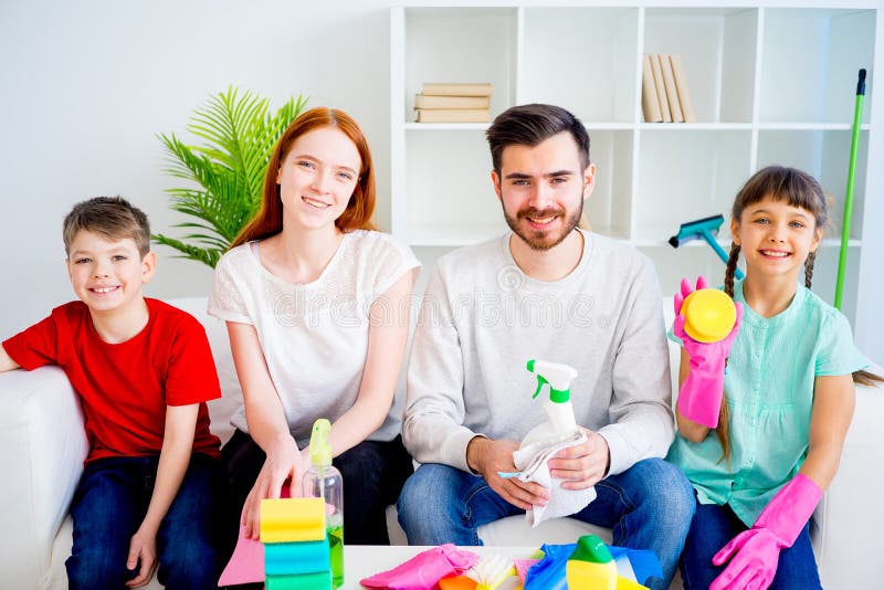 Family cleaning house stock photo. Image of cleaner, cleaning - 91554628