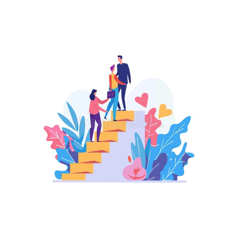 Family Climbing Steps Together. Vector Illustration Design Stock ...