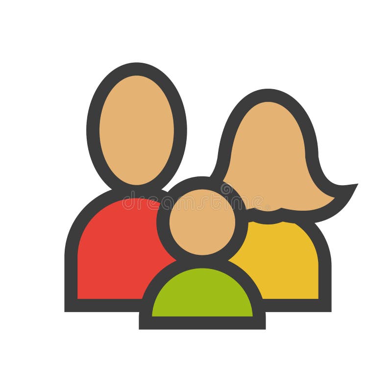 Family Color Icons Set. Baby Carriage, Children, Apple and Books Symbol ...