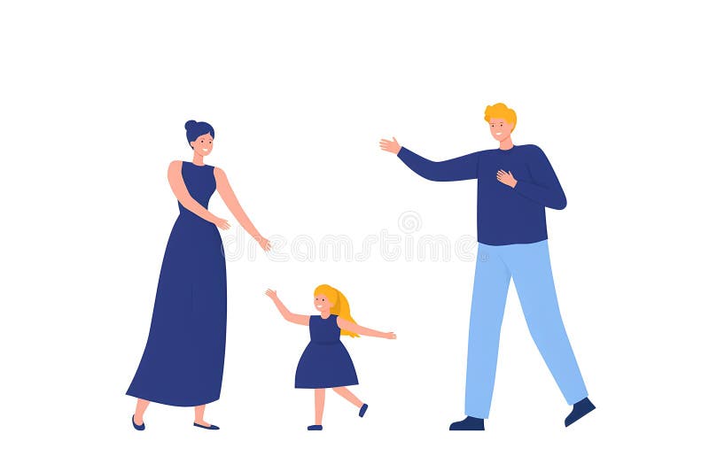 Family Communication Together. Happy Young Family Stock Illustration ...