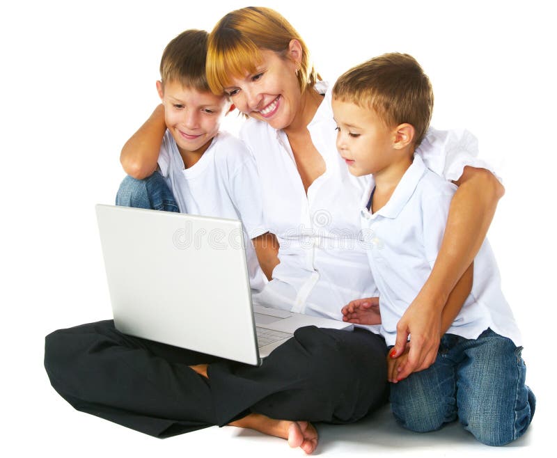 Family computer stock image. Image of cheerful, little - 13867377