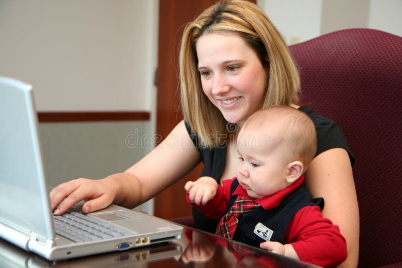 Family on Computer stock image. Image of girl, brunette - 1631017