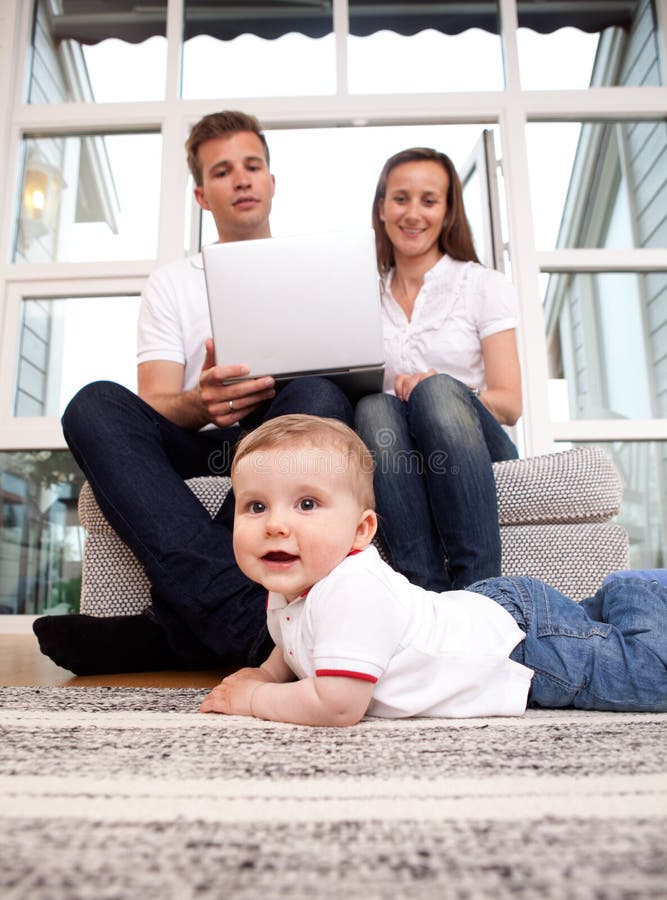 Family with Computer stock photo. Image of adult, toddler - 20991314