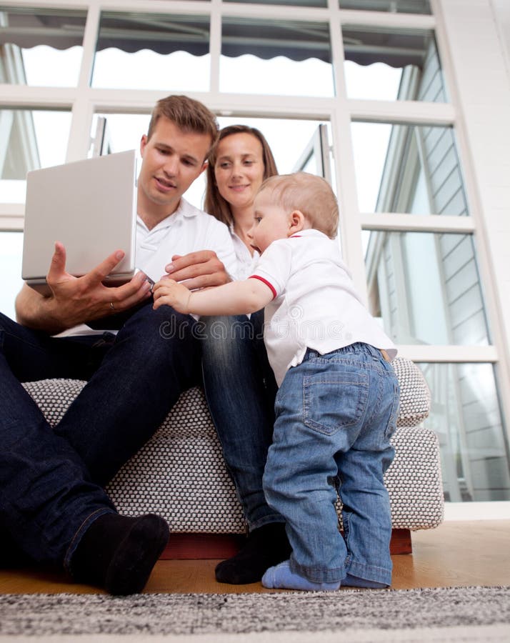 Family with Computer stock photo. Image of adult, toddler - 20991314