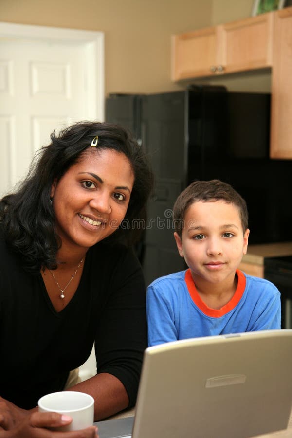 Family on Computer stock photo. Image of caucasian, mother - 1023654
