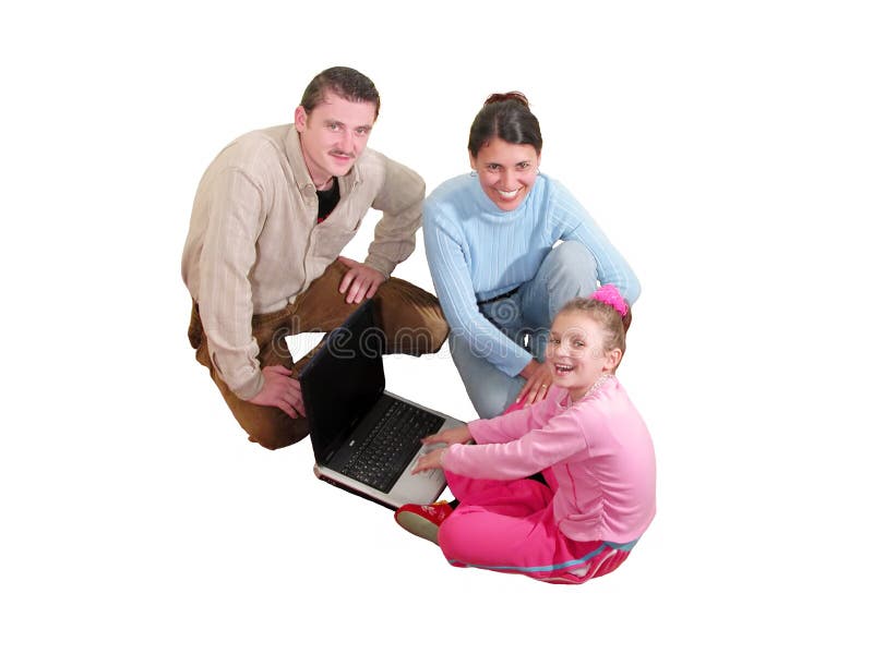 Family with computer stock photo. Image of persons, women - 617830