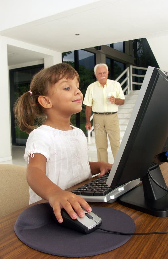 Family and computers. stock photo. Image of internet - 14889894