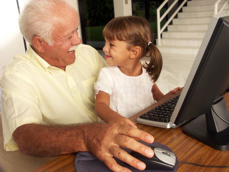 Family and computers. stock photo. Image of computer - 14891004