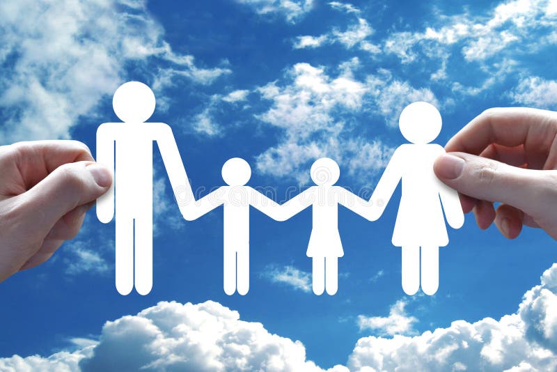 Life, Family Insurance Policy Concept, Abstract Blue Background Stock ...