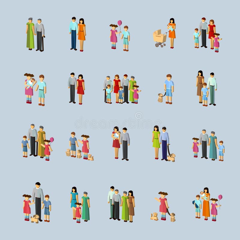 Family People Isometric Icons Set Stock Illustrations – 964 Family ...
