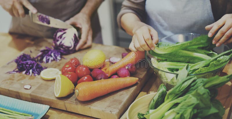 Family Cooking Kitchen Preparation Dinner Concept Stock Image - Image ...