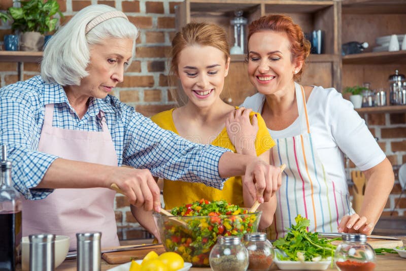 Family Cooking Together in Kitchen Stock Photo - Image of mommy ...