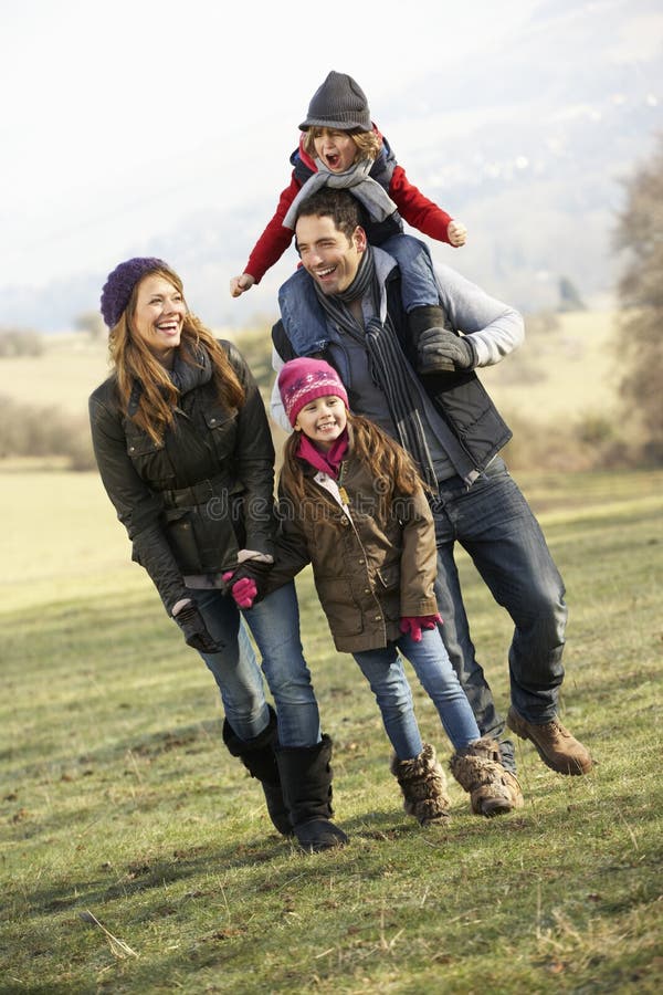 Family on Country Walk in Winter Stock Image - Image of family ...