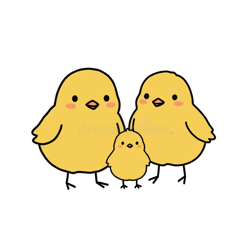 Family of Cute Chicks Celebrating Easter Stock Illustration ...