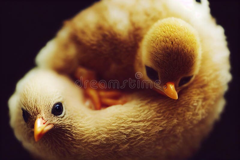 Family of Cute Fluffy Chicken Hatching from Egg in Nest. Stock ...