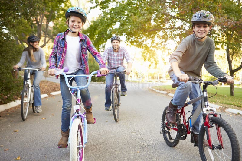 Family on Cycle Ride in Countryside Stock Photo - Image of daughter ...