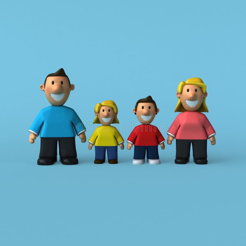 Family - 3D Illustration stock illustration. Illustration of daughter ...