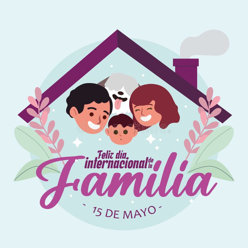 Family Day with Dog. Vector Stock Illustration - Illustration of house ...